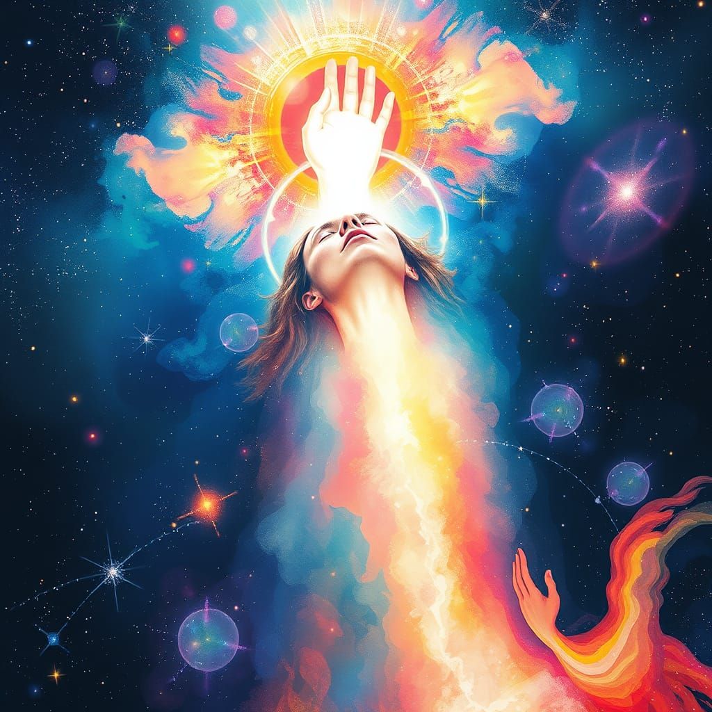 A Soul Emerges from Darkness, Transformed by Cosmi... - AI Art