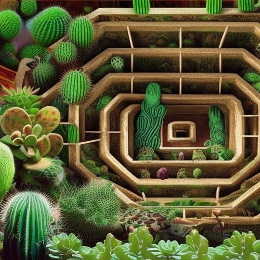 Cactus maze terrarium - AI Generated Artwork - NightCafe Creator