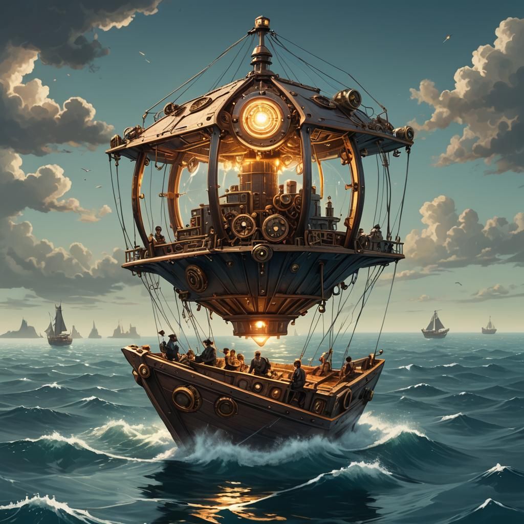 A rhombus cuboid with a glowing circle in the middle, floating on the ...