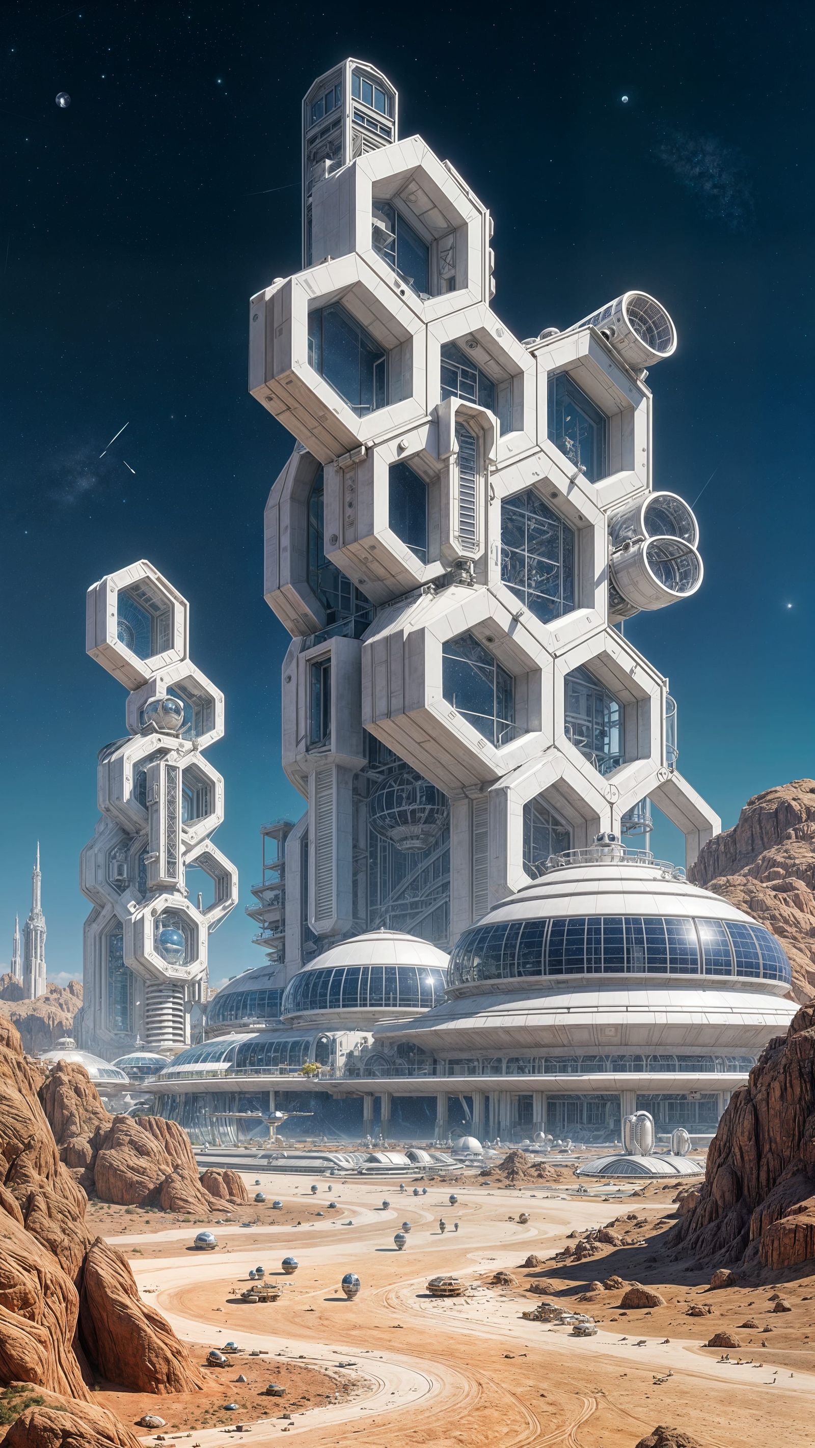Futuristic facilities on an exoplanet