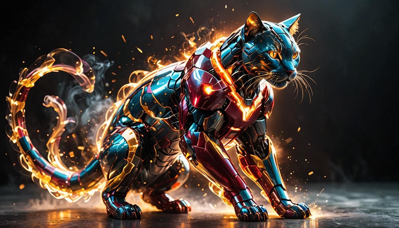 Iron Cat _5 - AI Generated Artwork - NightCafe Creator