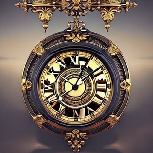 portrait of a wall clock, intricate rococo detail wall clock, Insanely ...