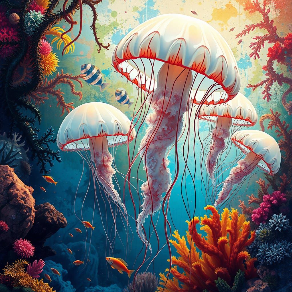 Vibrant Underwater Dreamscape in Graffiti Style - AI Art