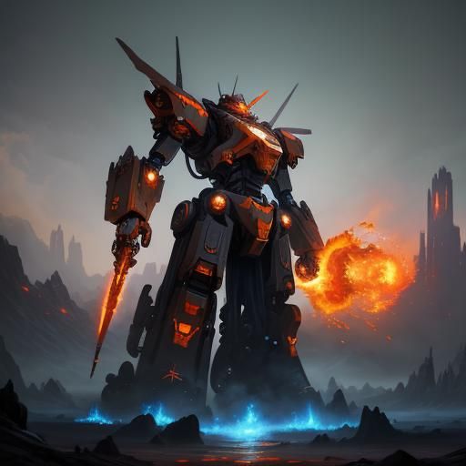 fire mega mech v1000 - AI Generated Artwork - NightCafe Creator