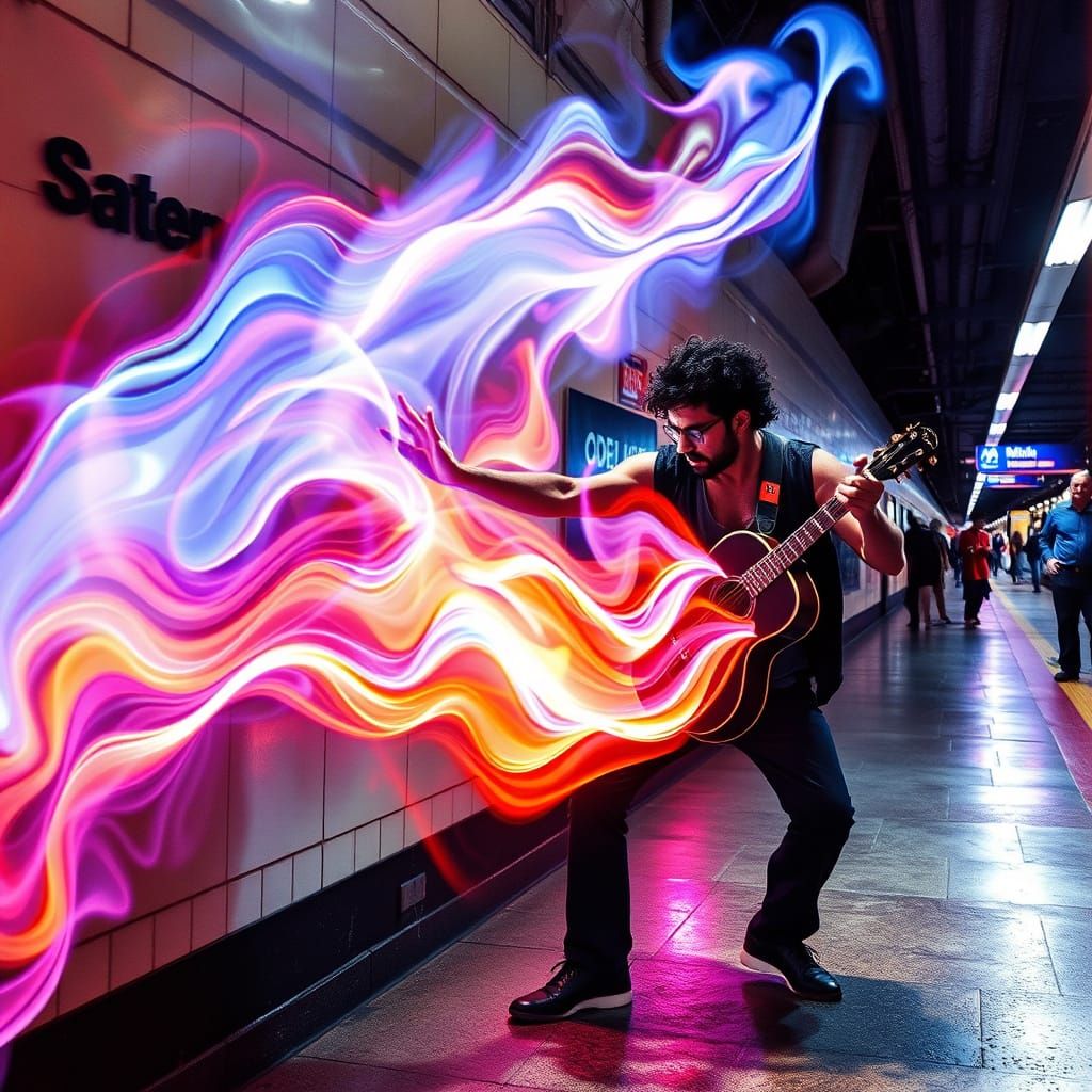 Light dancer in the subway. - Light dancer in the subway.