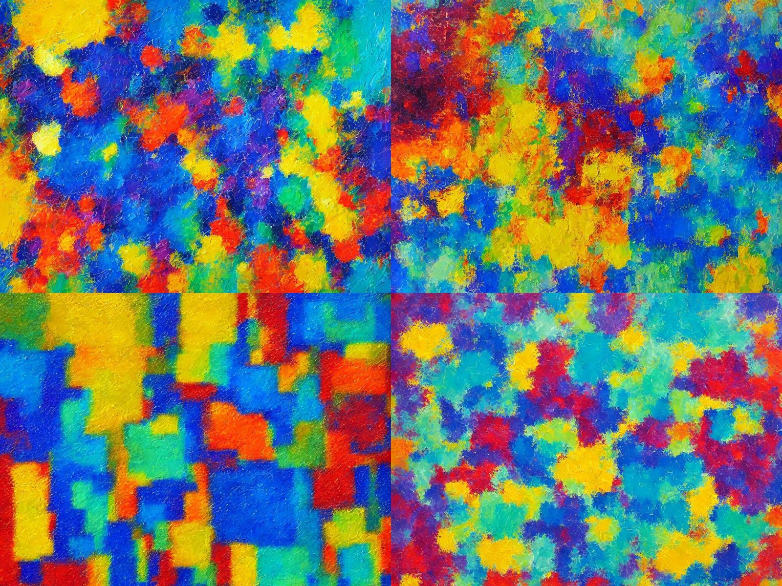 Abstract impasto complementary colours multi form shapes abstract art ...