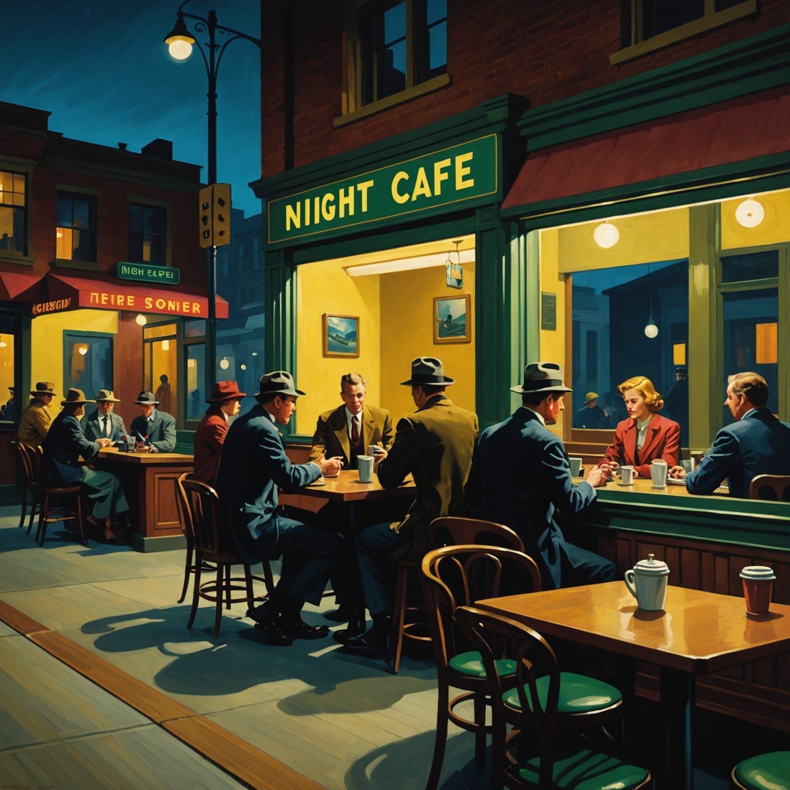 Midnight Cafe Scene - AI Art