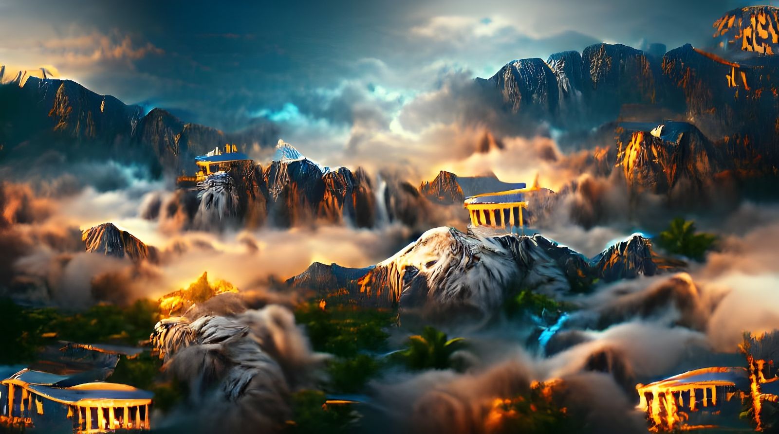 Mount Olympus at dawn - AI Generated Artwork - NightCafe Creator