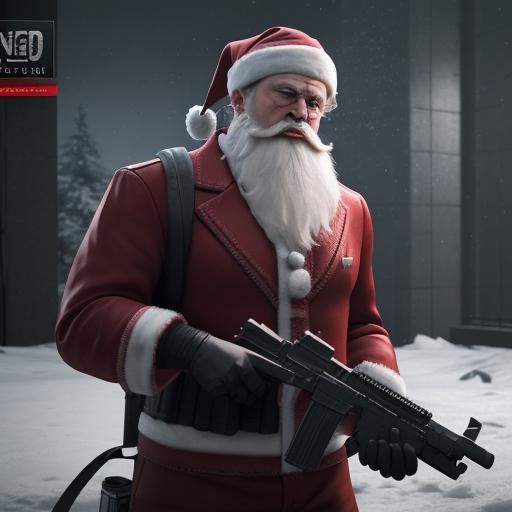 santa as a hitman holding a pistol with a silencer - AI Generated ...