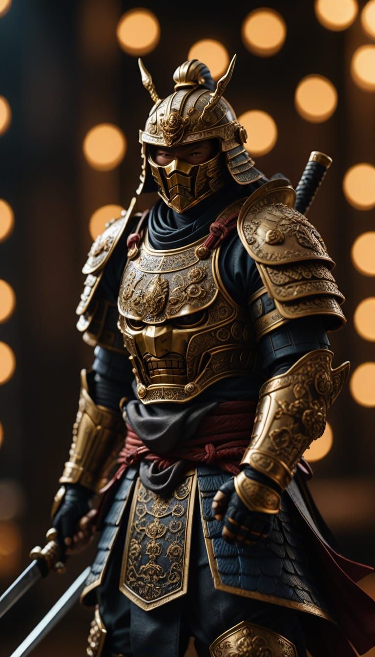 Tiny Samurai Warrior Standing on Palm with Katana ... - AI Art