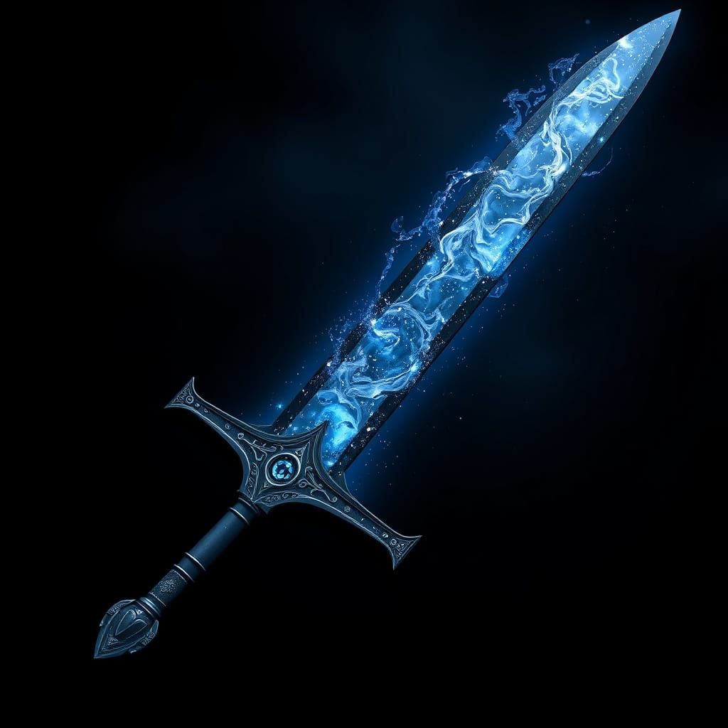 Ethereal Cosmic Sword in Dark Space Art - AI Art