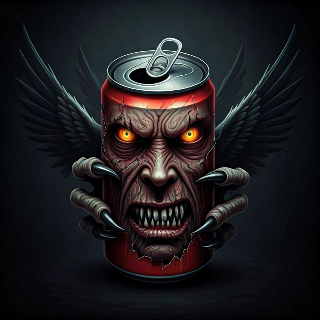 Grotesque Horror Figure Emerges from Torn Soda Can... - AI Art
