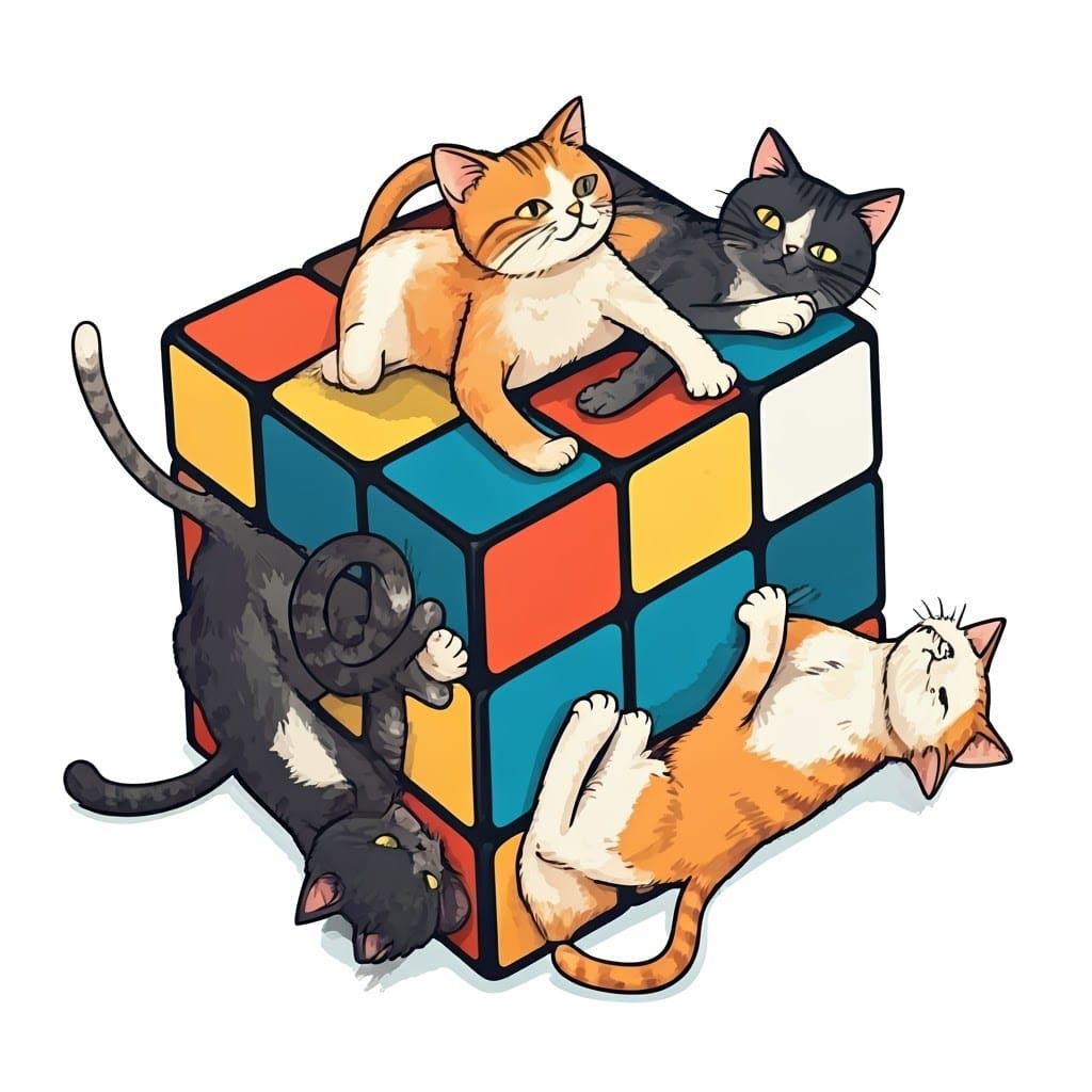 A Rubik's cube made out of cats - A Rubik's cube made out of...