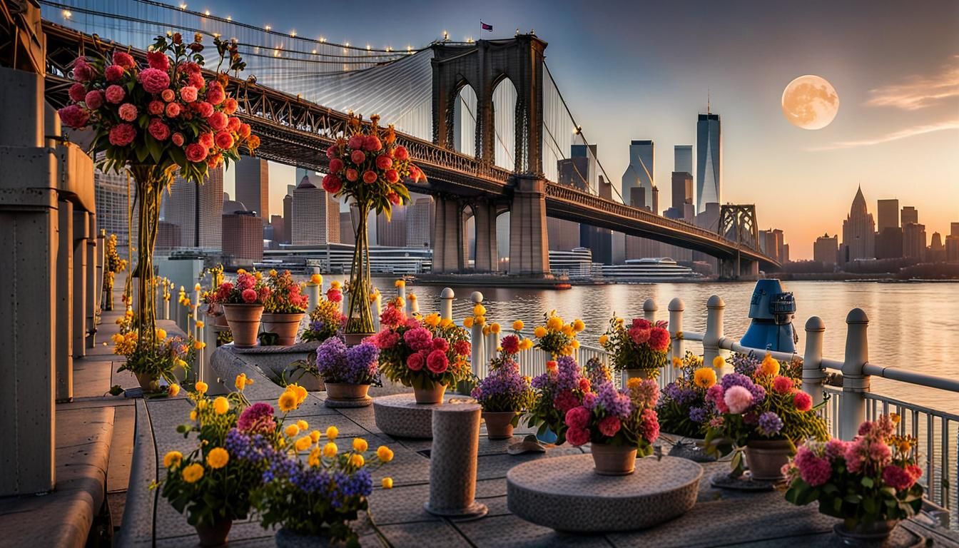 The River Cafe Under the Brooklyn Bridge - AI Generated Artwork ...