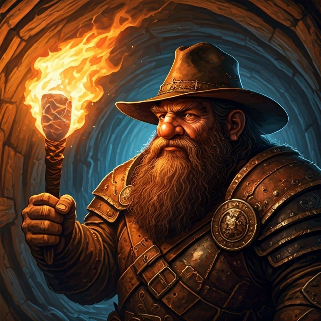 Dwarf Explorer Illuminates Mysterious Underground ... - AI Art