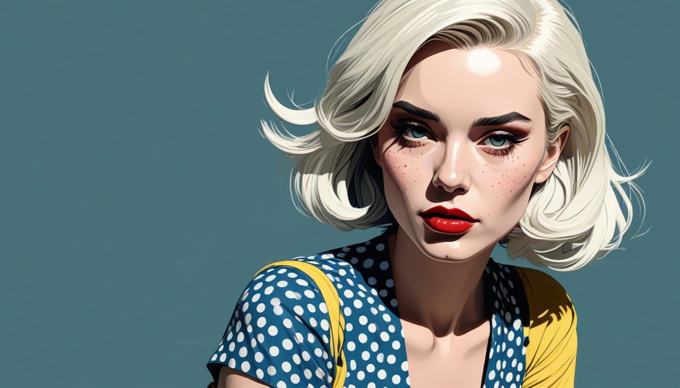 Demure Female Figure in Pop Art Comic Book Style - AI Art