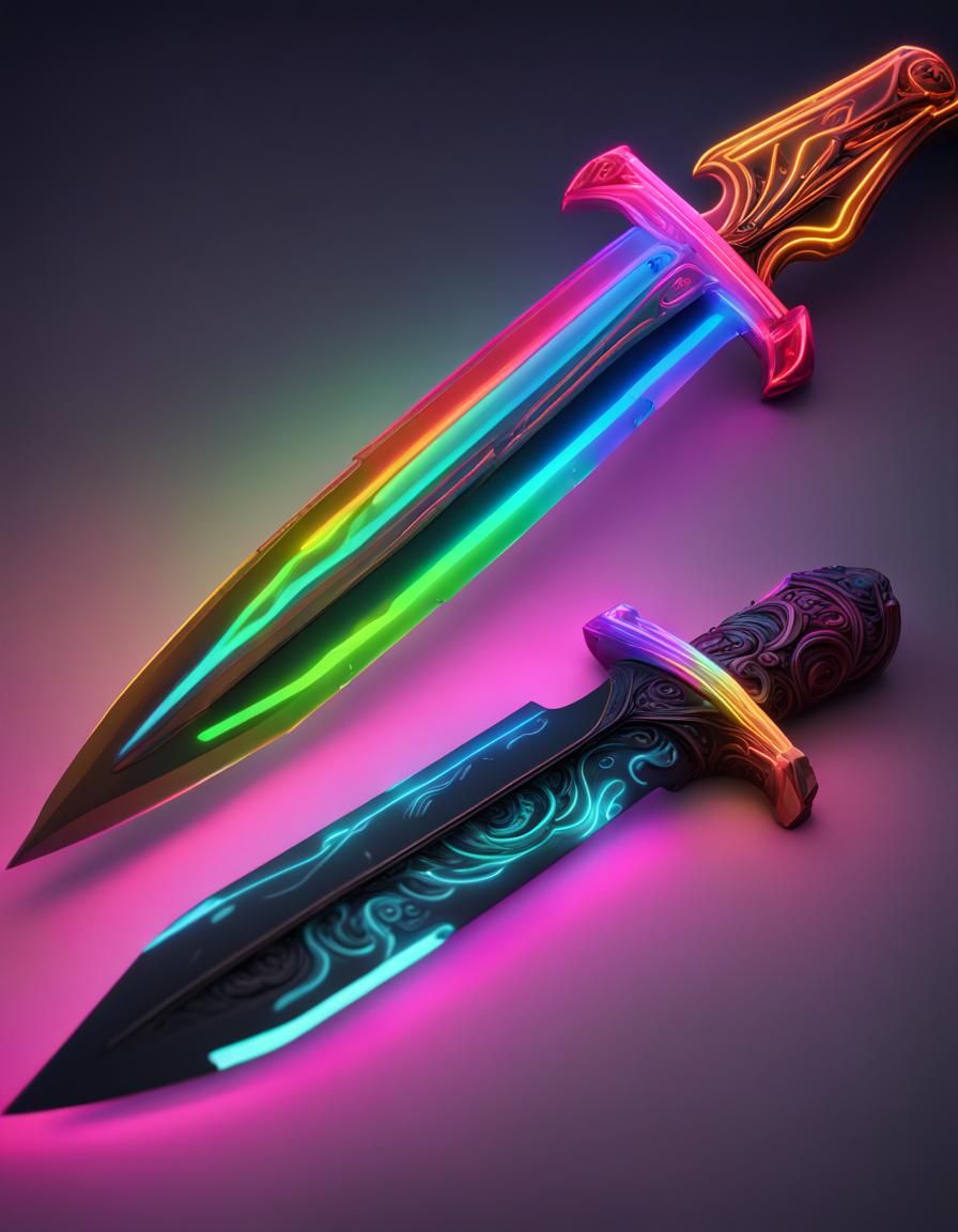 Neon daggers 🌈 - AI Generated Artwork - NightCafe Creator