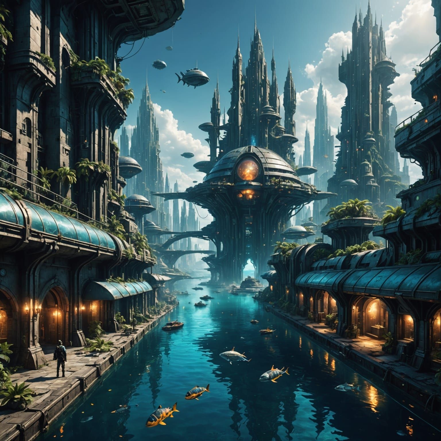 Cyberpunk Atlantis: Futuristic Underwater Metropol... - AI Art