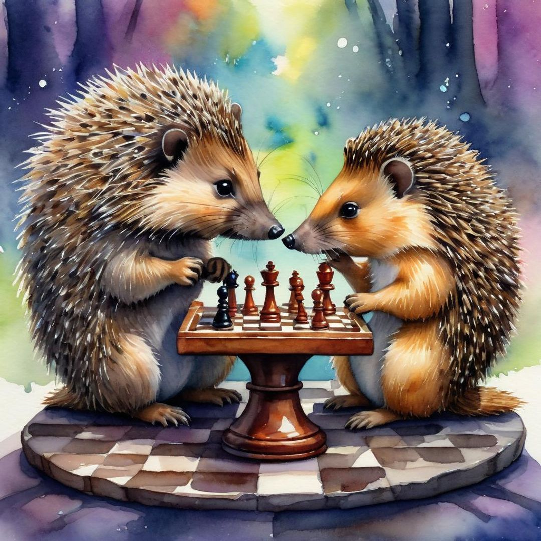 Father and Son Hedgehogs Playing Chess - AI Generated Artwork ...