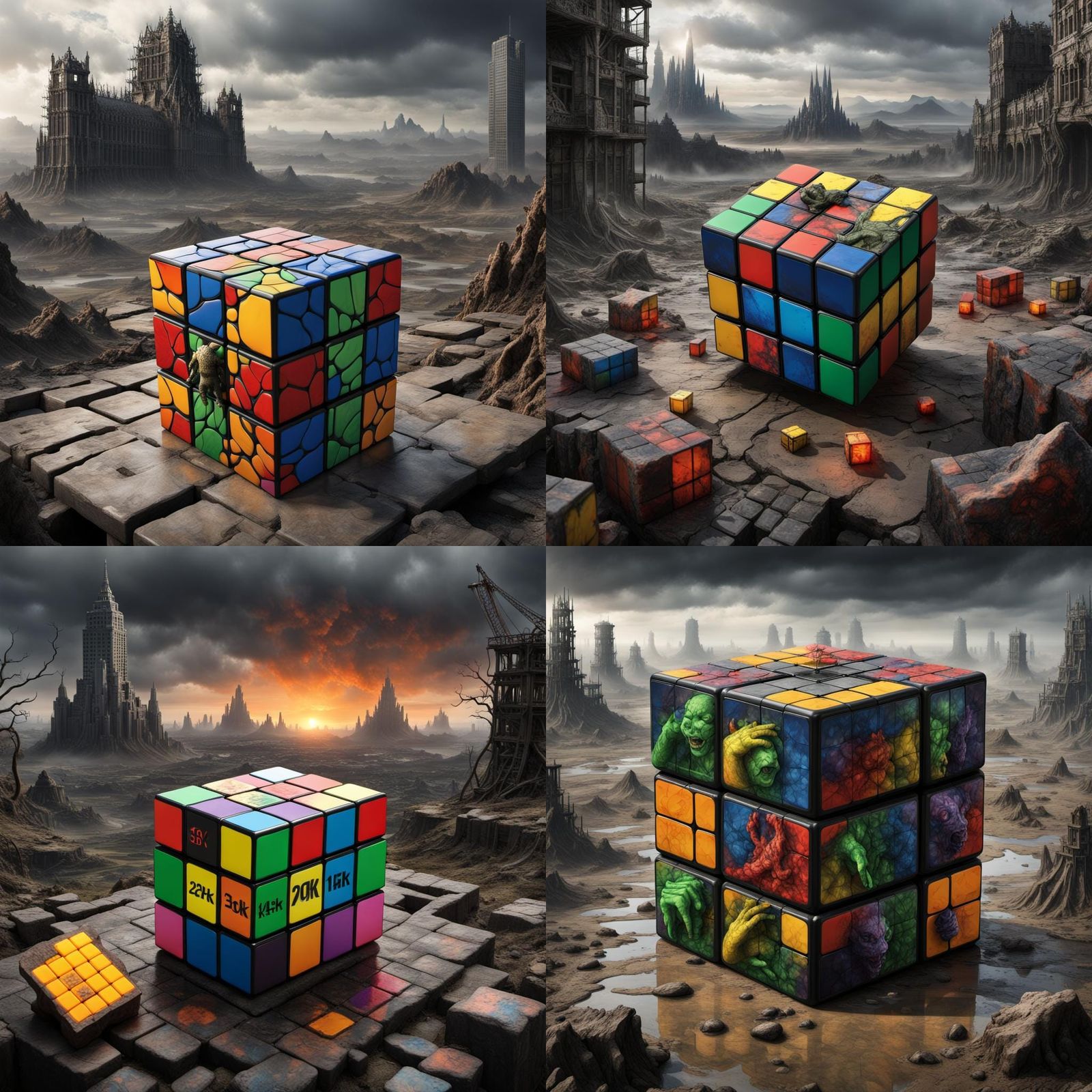 Rubik's apocalypse - Surreal Apocalyptic Nightmare Unfolds f...