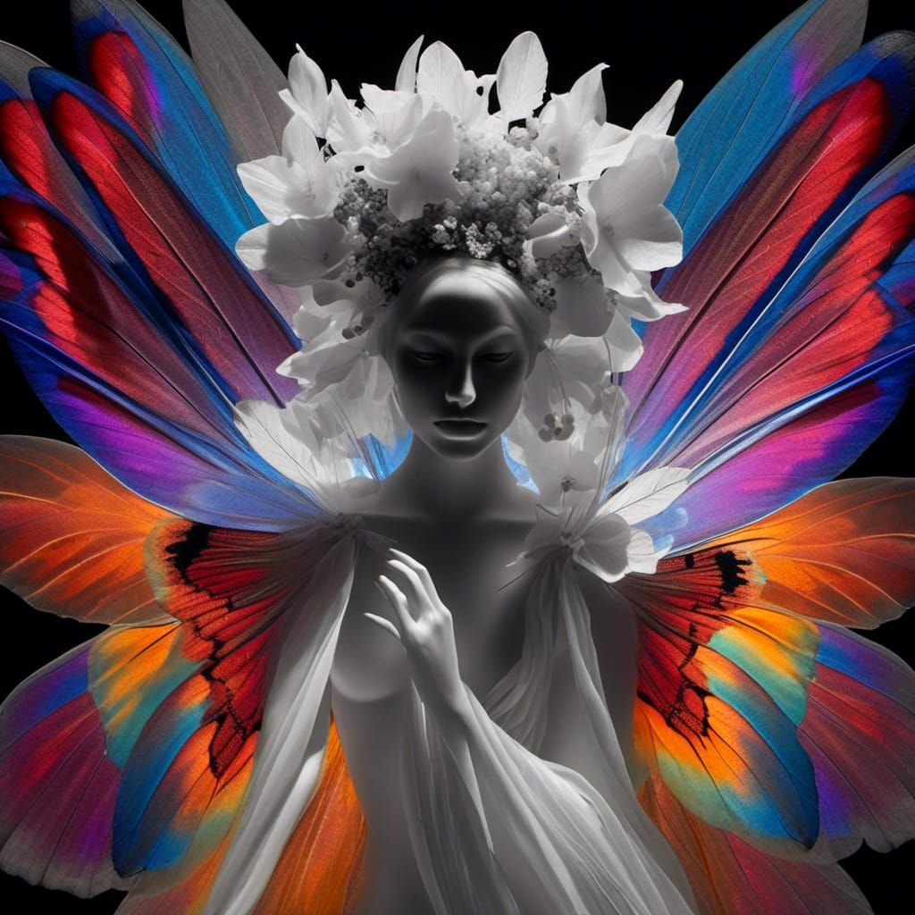 Surprise me Photogram of a rainbow multicoloered flower angel. with ...