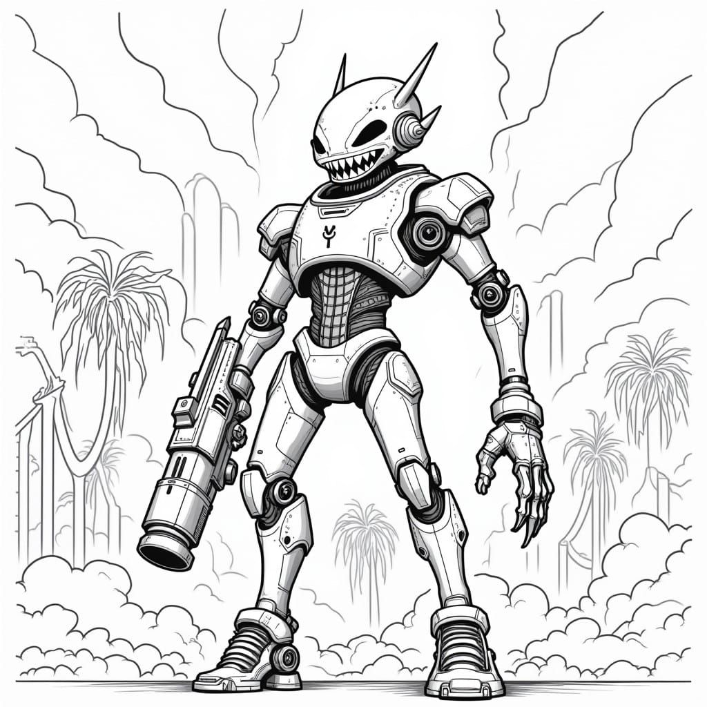 Bold Cyber-Mechanical Warrior in Futuristic Cosmic... - AI Art