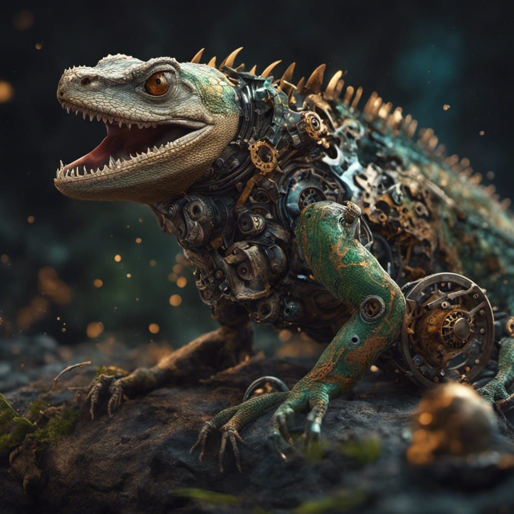lizard with mechanical body parts - AI Generated Artwork - NightCafe ...