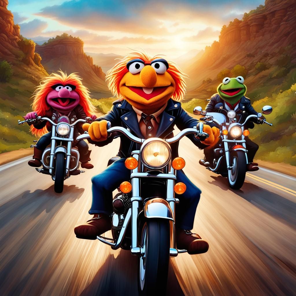 Muppets on Motorcycles - AI Generated Artwork - NightCafe Creator
