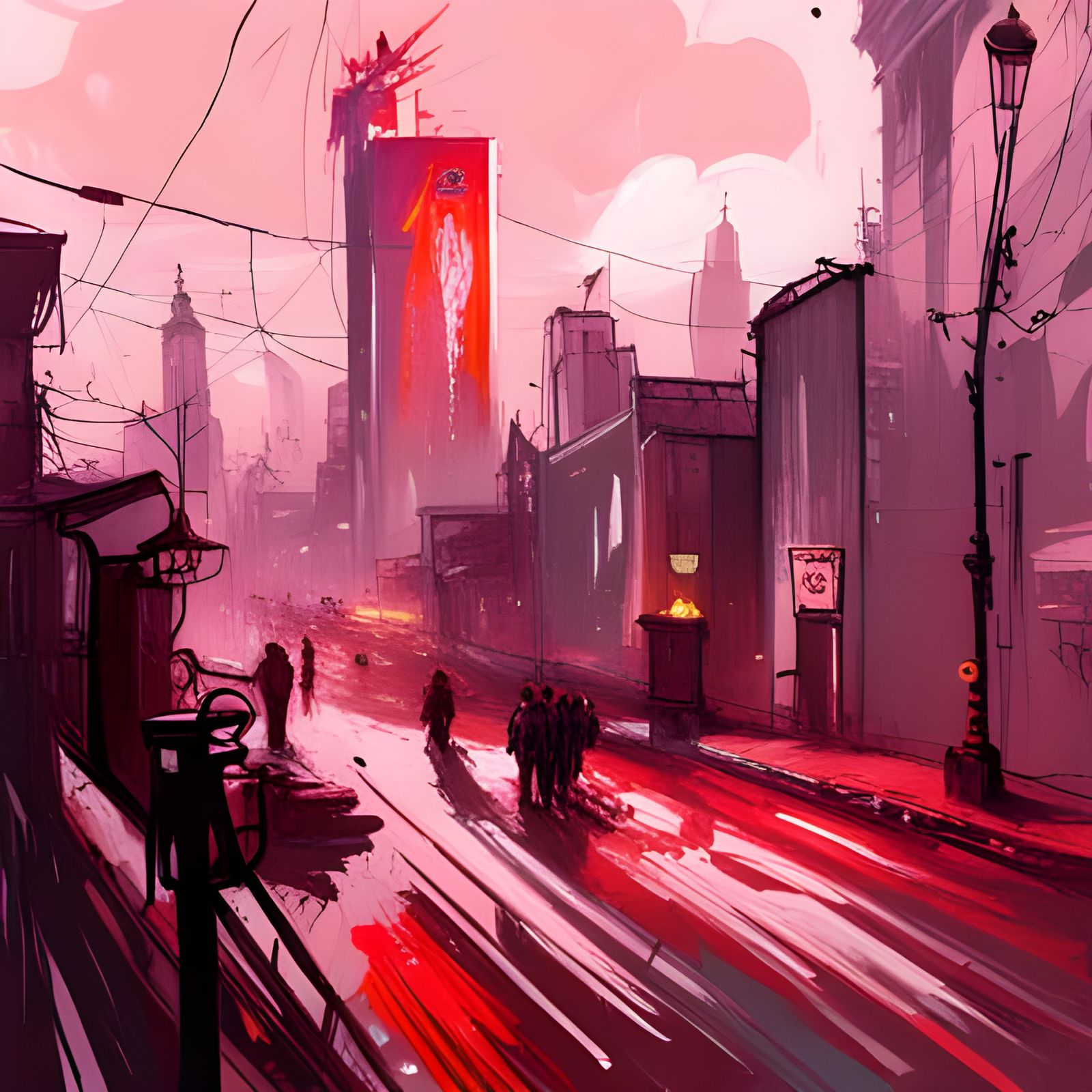 Streets Run Red - AI Generated Artwork - NightCafe Creator