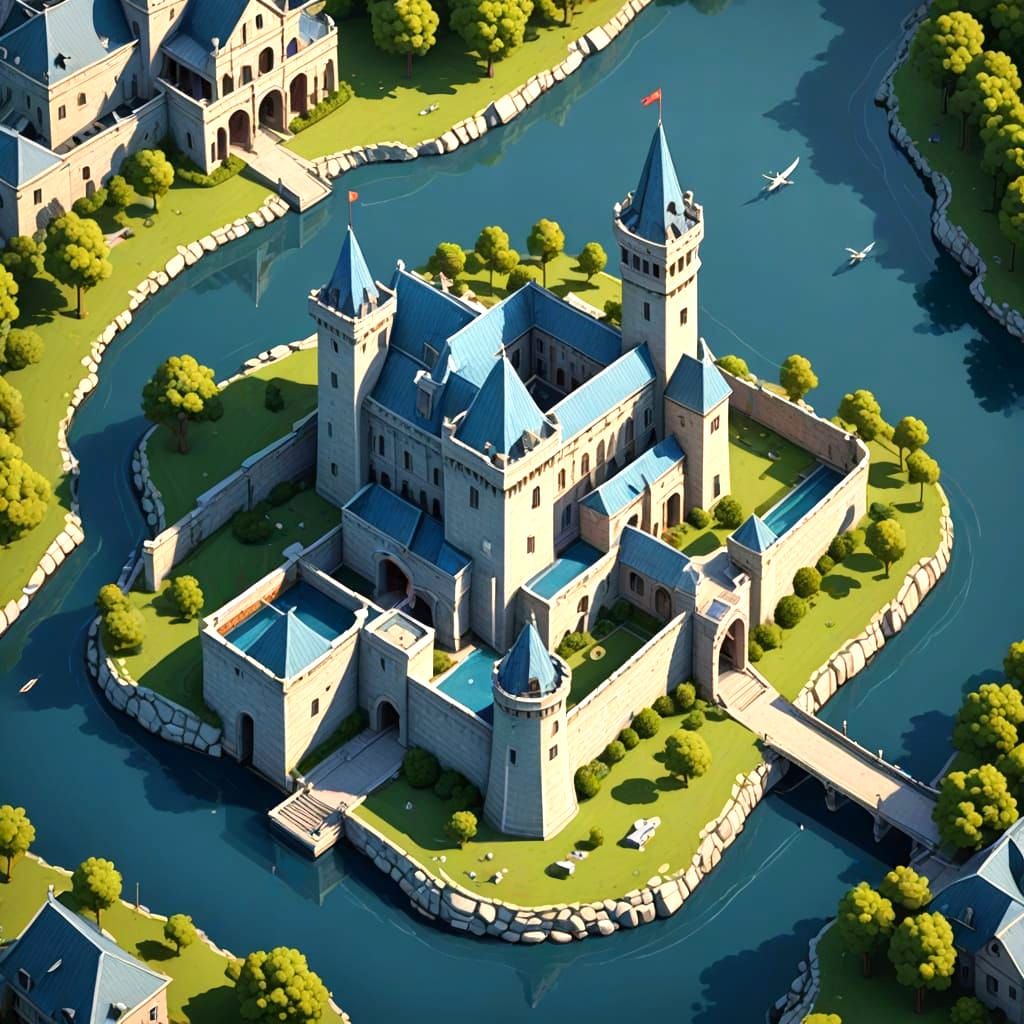 Dungeons and Dragons Style Walled Keep in Blueprin... - AI Art