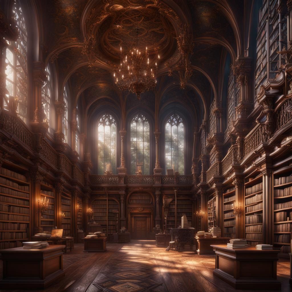 Endless library, full of books. - AI Generated Artwork - NightCafe Creator