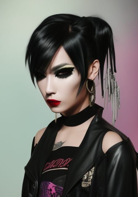 Highly detailed features an emo punk girl, Art Magazin Vogue, bikini ...