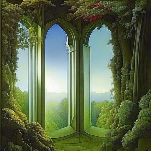 Window, with a beautiful view - AI Generated Artwork - NightCafe Creator