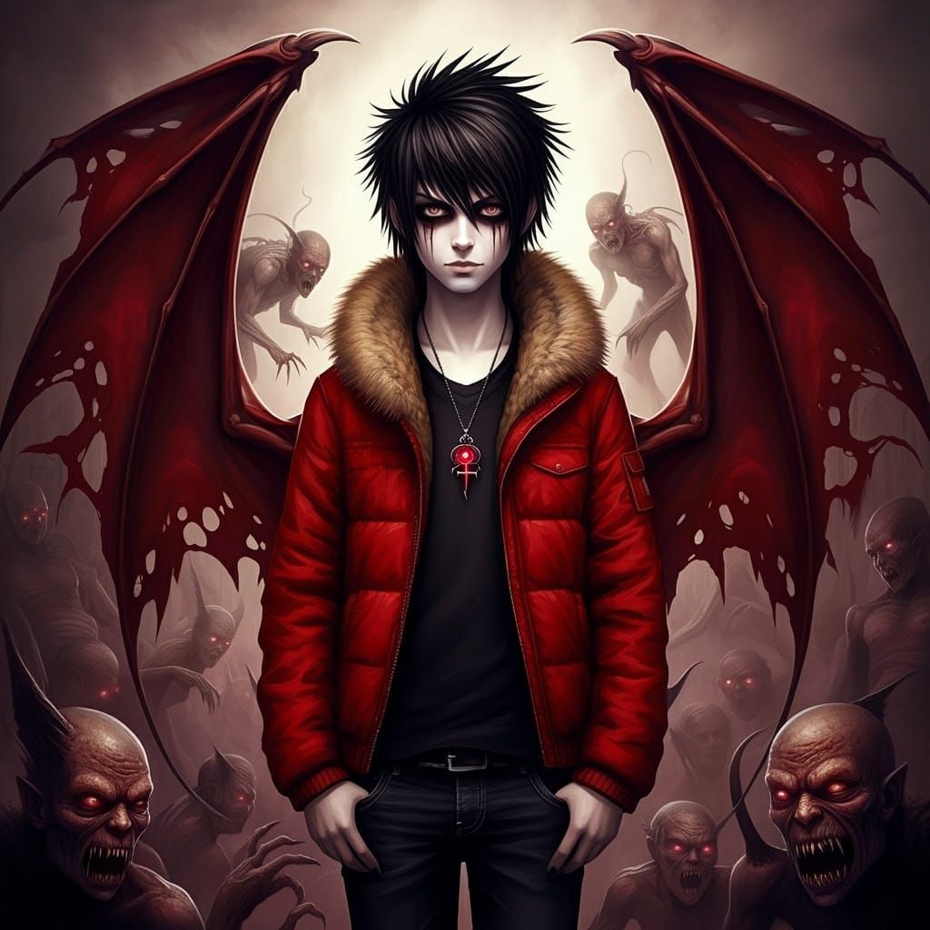 vamp - Dark Emo Vampire Boy with Majestic Wings and Demonic ...