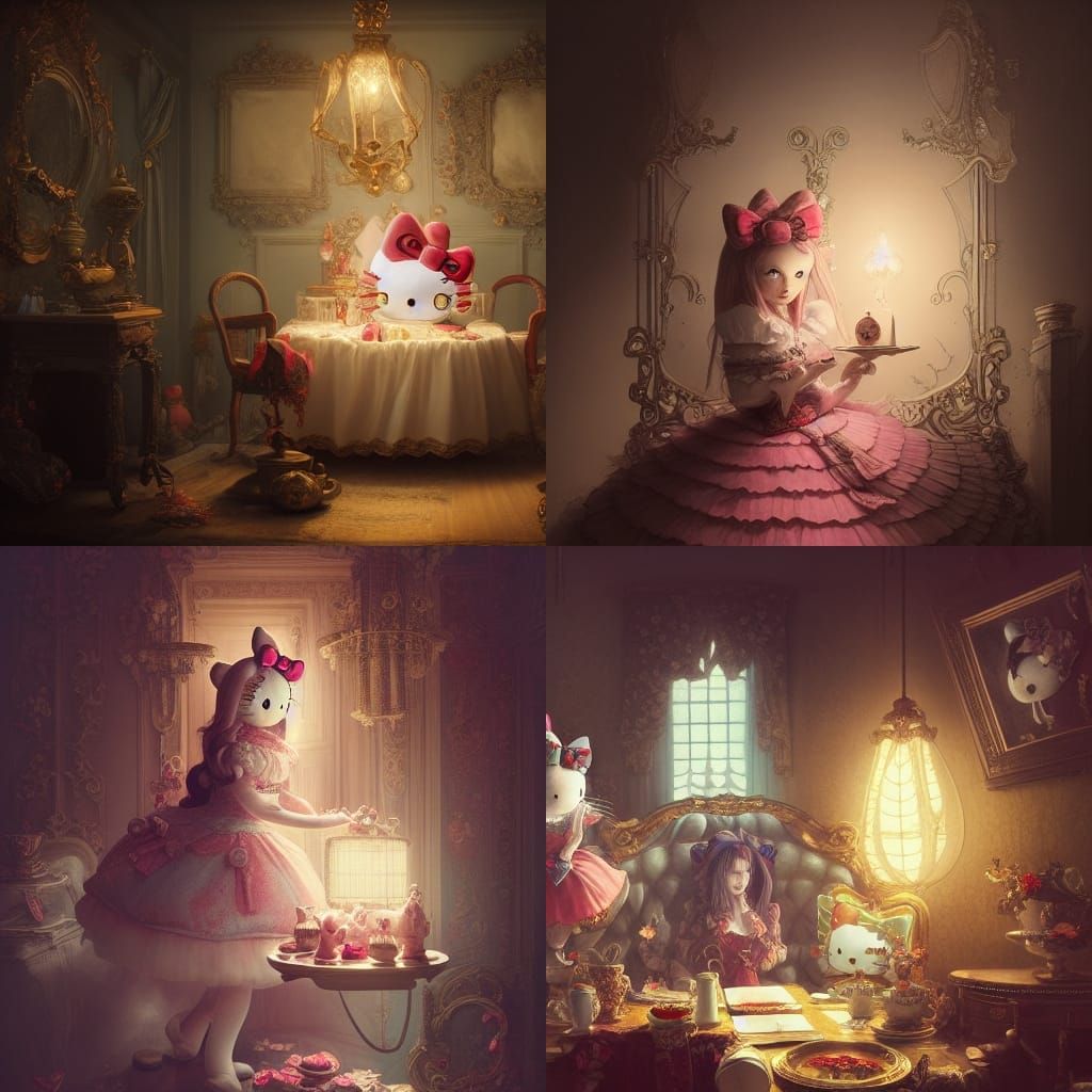 Hello Kitty X Alice in Wonderland - AI Generated Artwork - NightCafe ...