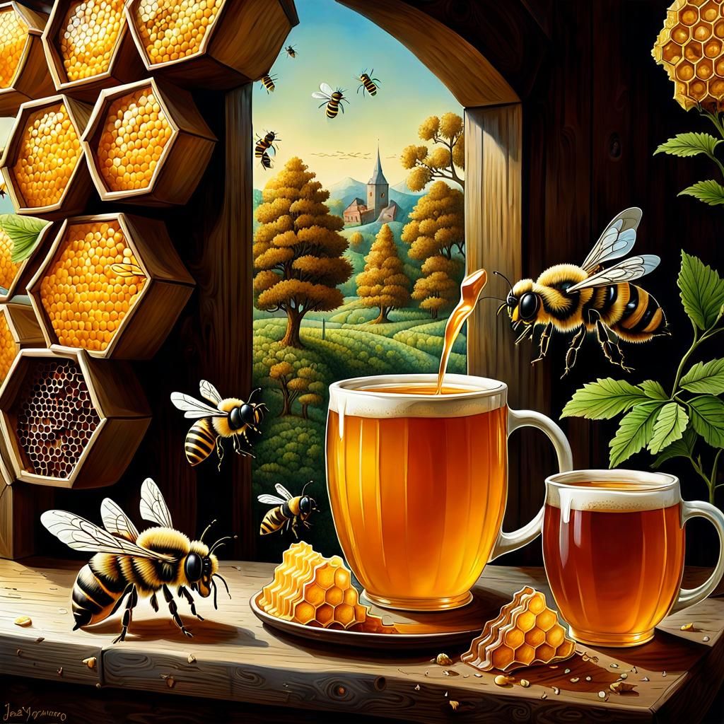 Bees beer 2 - AI Generated Artwork - NightCafe Creator