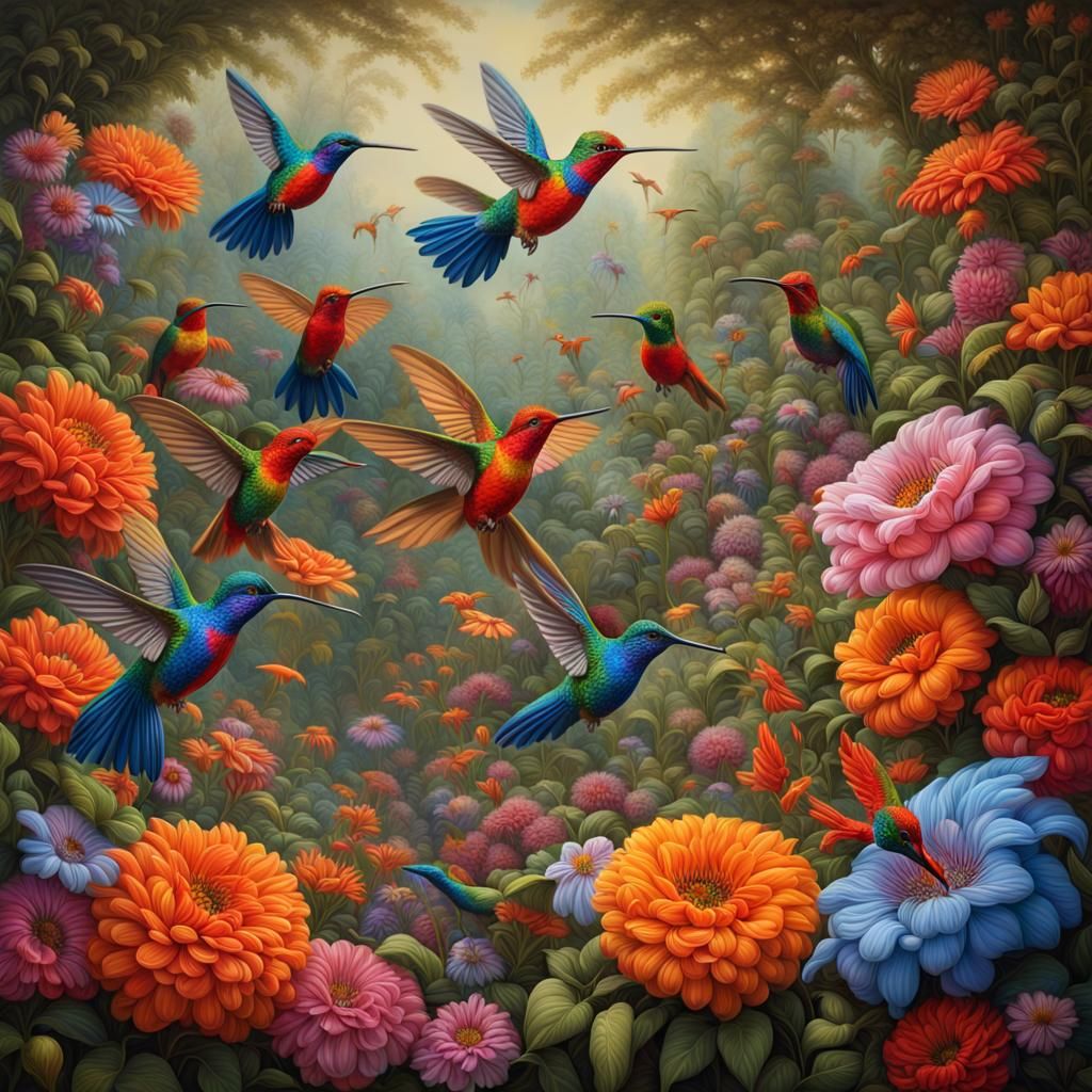 hummingbirds - AI Generated Artwork - NightCafe Creator