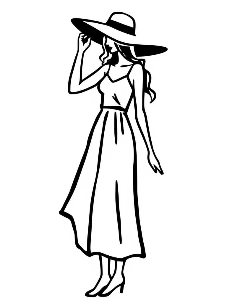 A Simple Girl - Simplistic Female Form in Bold Black Lines