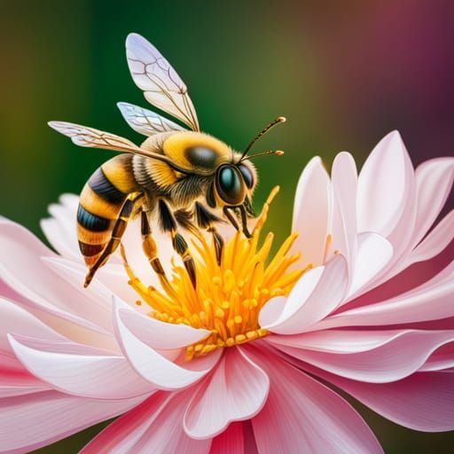 Bee and flower - AI Generated Artwork - NightCafe Creator