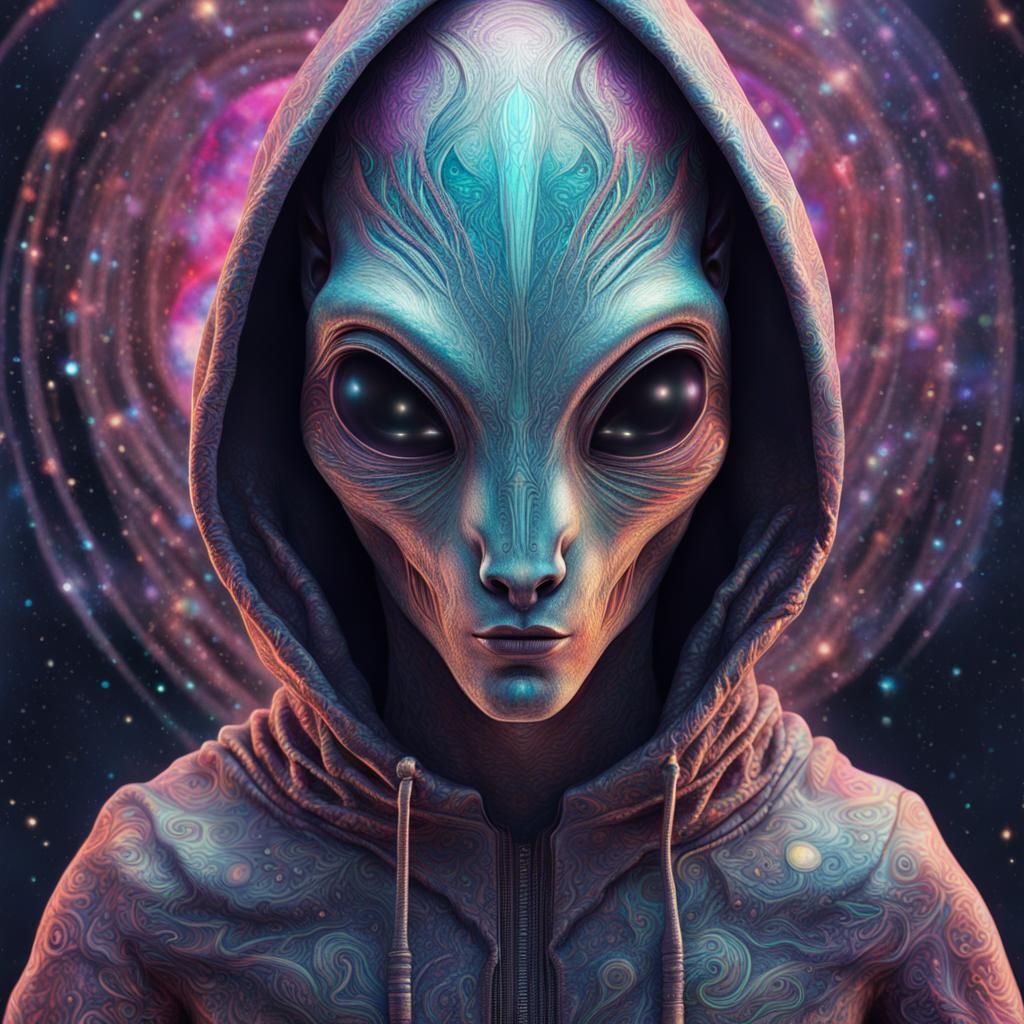 Hooded alien creature universo - AI Generated Artwork - NightCafe Creator