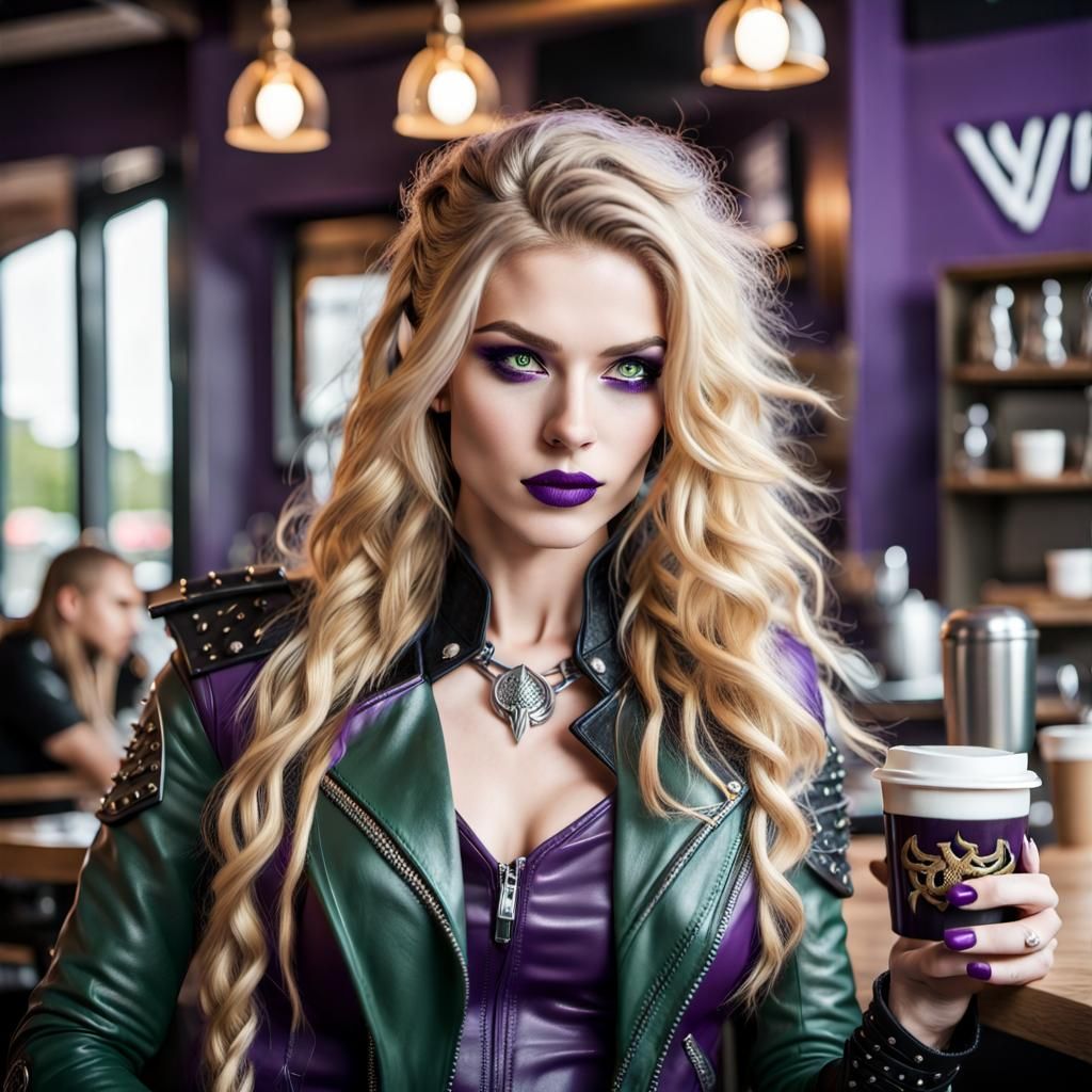 Metal Valkyrie Goddess in Leather Biker Chic - AI Art