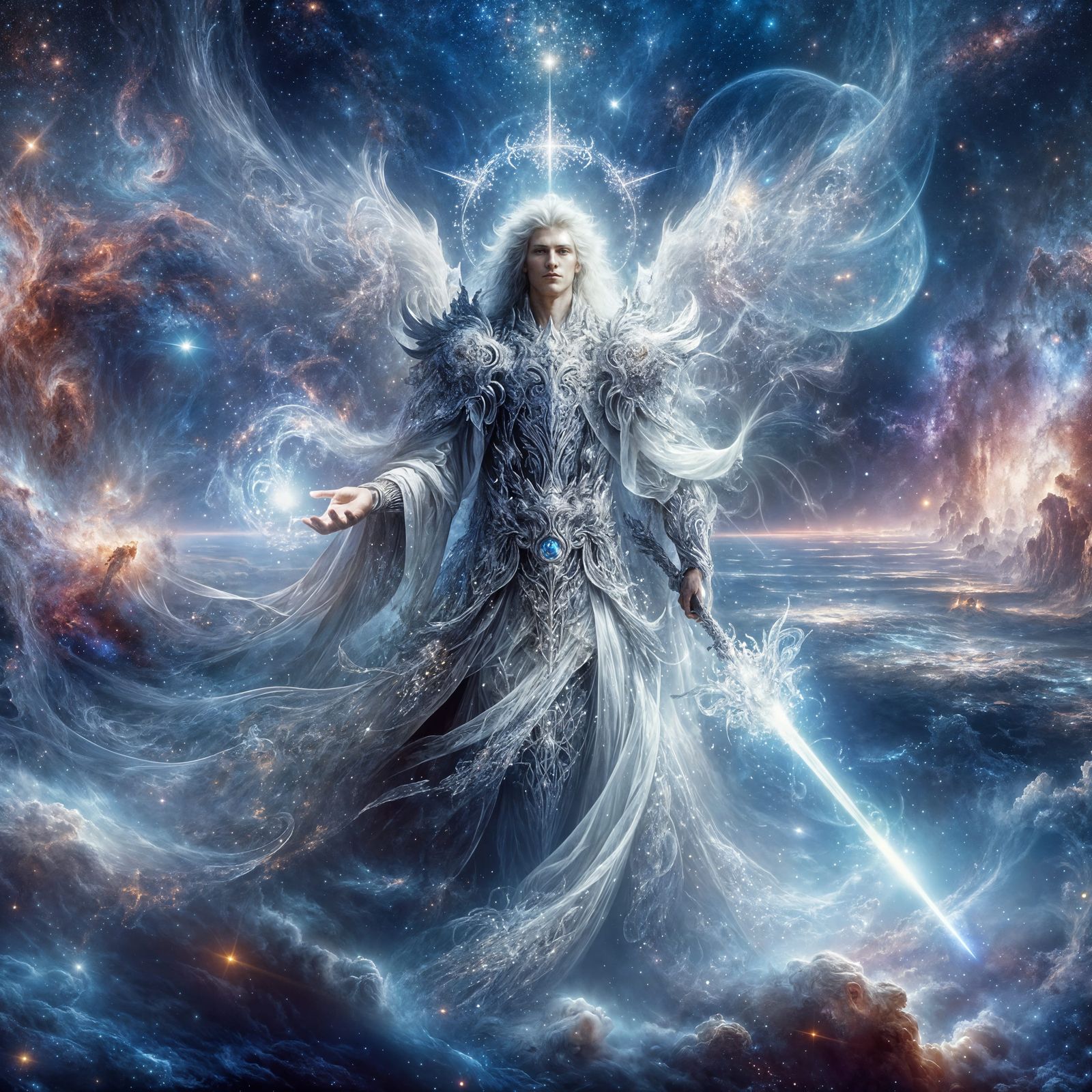 Divine Intervention - Cosmic Knight in Celestial Armor, Radi...