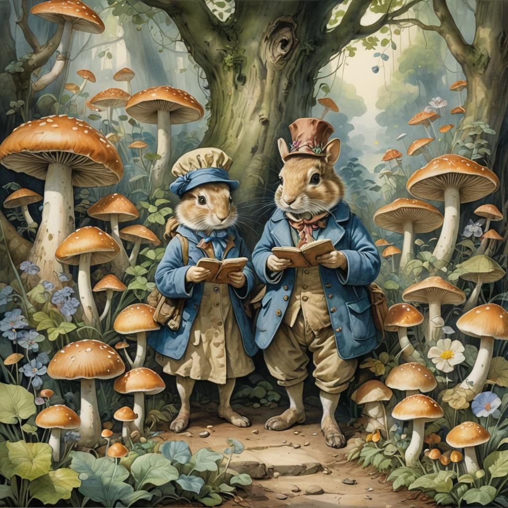 A magical mushroom sandwich, flawless, full body shot by Beatrix Potter ...