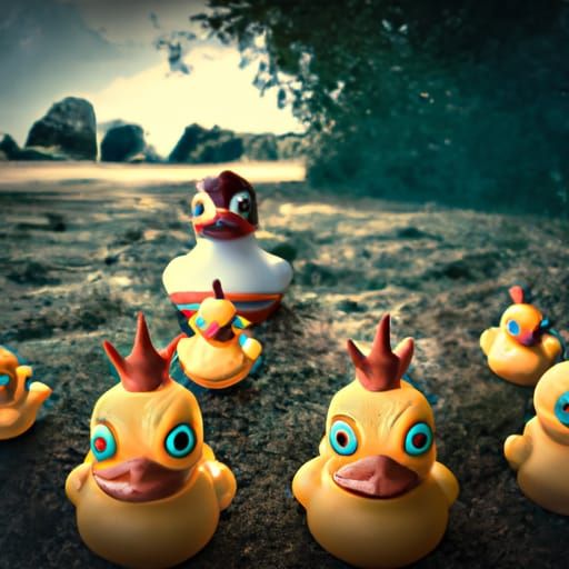 Rubber Duck Aliens visiting the Earth - AI Generated Artwork ...