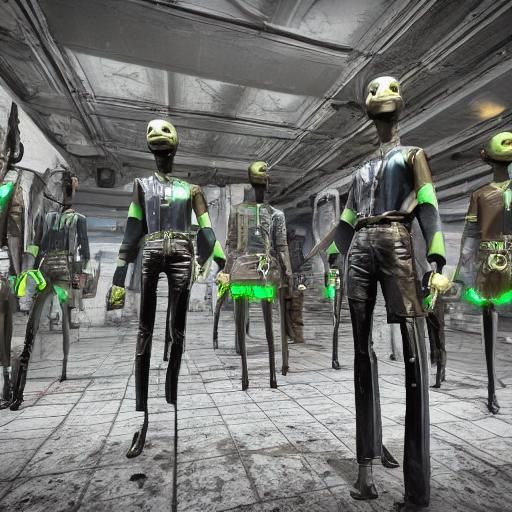 Mean green ready to clean supermodel mannequins after the nuclear blast ...