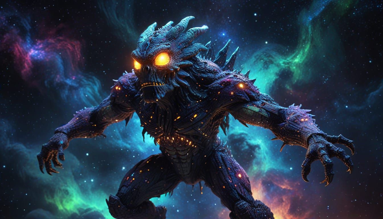 A glowing mosaic monster - A glowing mosaic monster