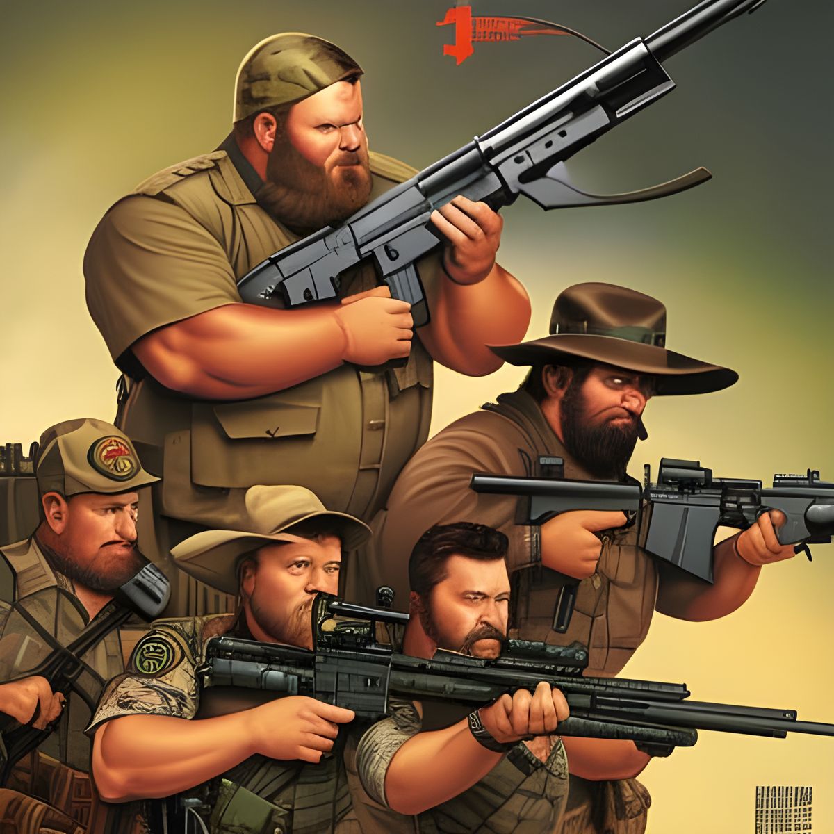 Overweight redneck militia as depicted by Mad Magazine - AI Generated ...