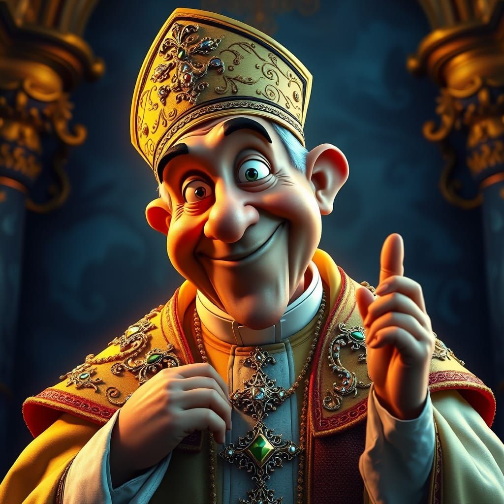 Pope Franciscus in Whimsical Papal Attire, Exagger... - AI Art