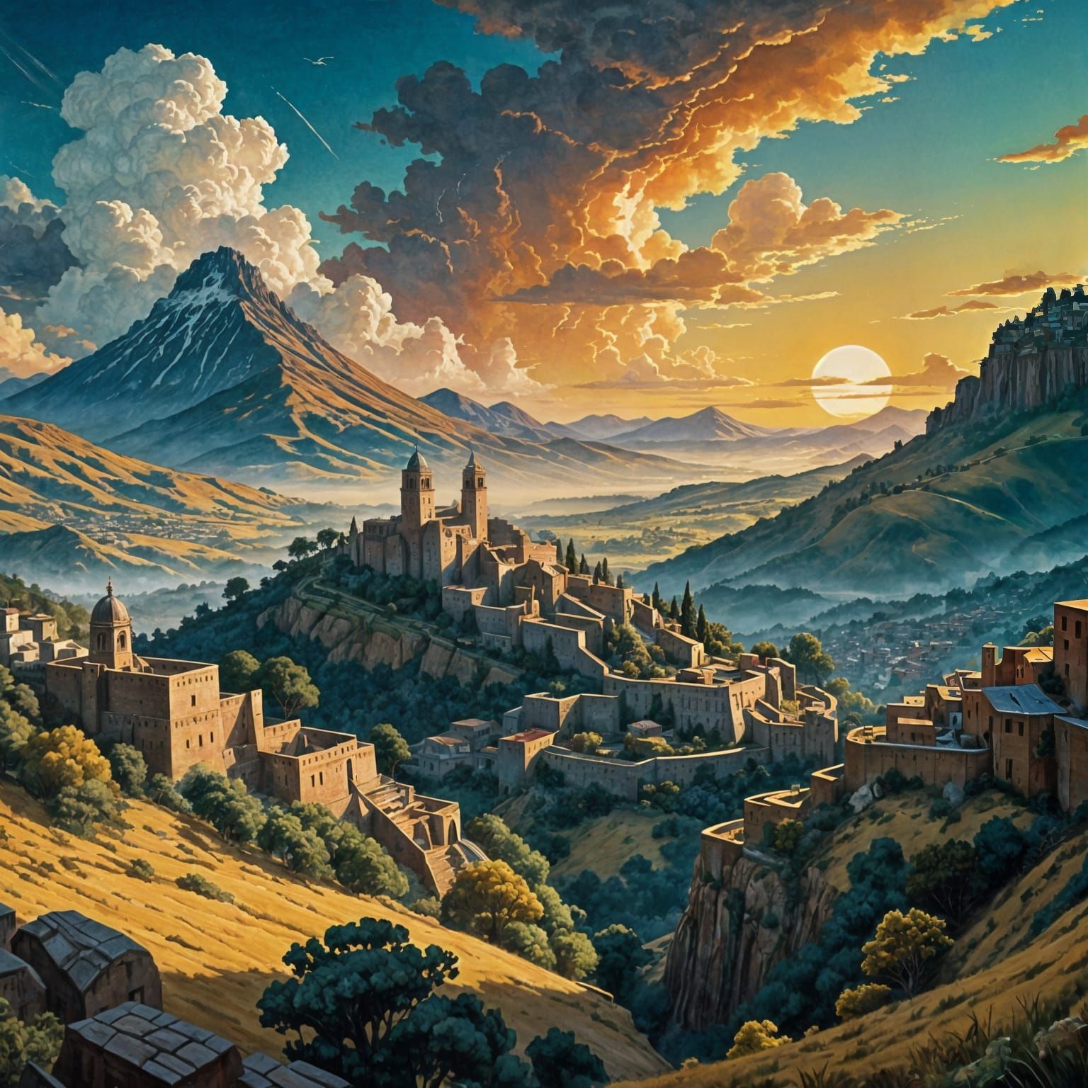 El Dorado - Ethereal Aztec City of Gold in Sunrise Golden Ho...