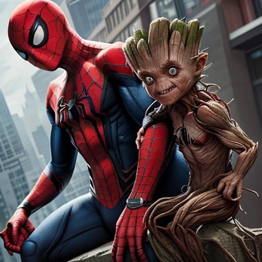 Spider-Man fused with Groot - AI Generated Artwork - NightCafe Creator